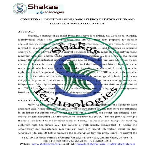 Conditional Identity Based Broadcast Proxy Re Encryption And Its Application To Cloud Email Pdf 