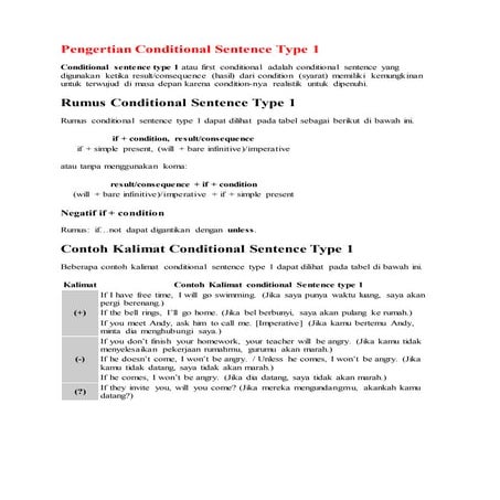 Conditional Sentence type 1 2 3 | DOCX