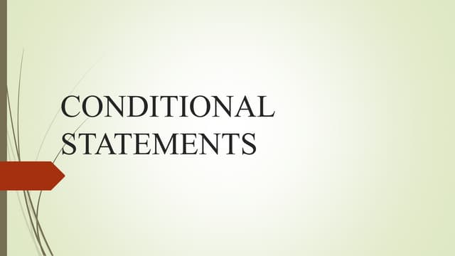 Conditional Statements Pptx Programming Languages Computing