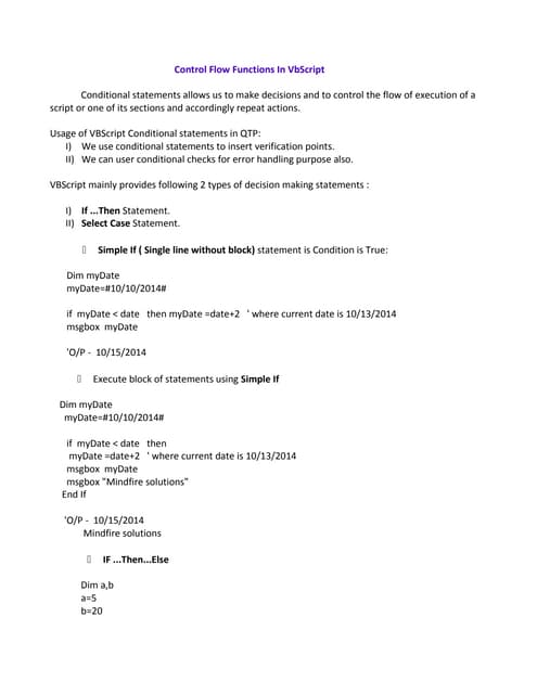 Conditional Statements In Vb Script Pdf