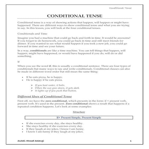 Conditional tense by suhail ahmed solangi | PDF | Programming Languages ...