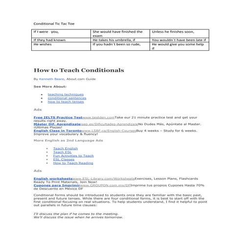 Conditional tic tac toe | DOCX