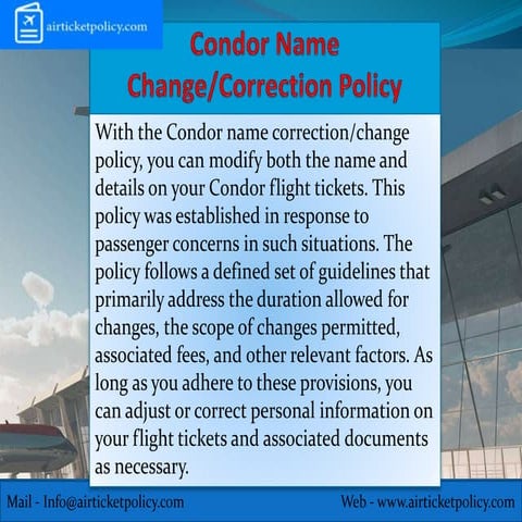 Condor Name Change Correction Policy | PPT