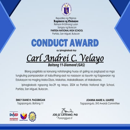 Conduct-Award-Certificate 11 FOR BOYSCOUTx | PPT