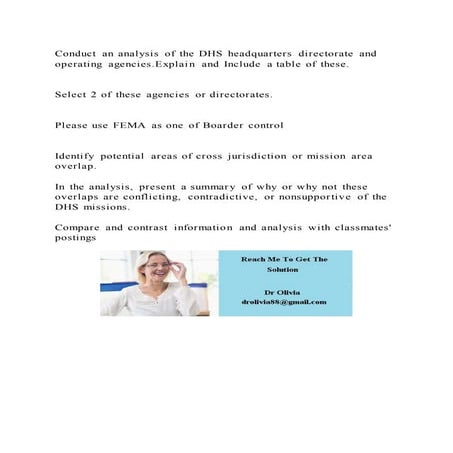 Conduct an analysis of the DHS headquarters directorate and operatin | DOCX