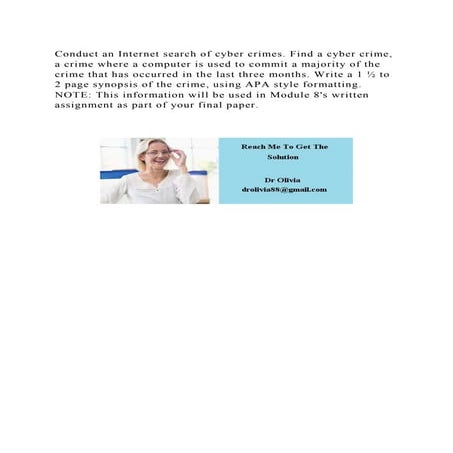 Conduct an Internet search of cyber crimes. Find a cyber crime, a cr.docx
