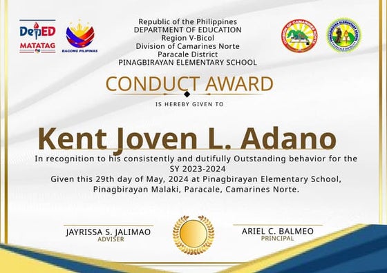 Sample editable certificate WITH HONORS 2023 - 2024.docx | Professional ...