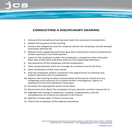 Conducting a disciplinary_hearing | PDF