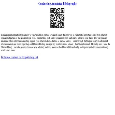 Annotated Bibliography Examples | PDF
