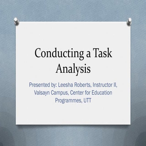 Conducting a task analysis worked example | PDF