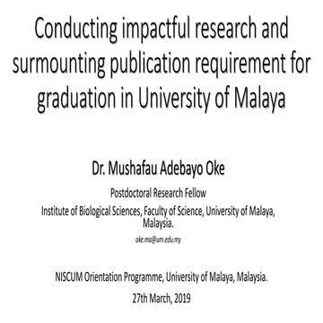 Conducting impactful research and surmounting publication requirement ...