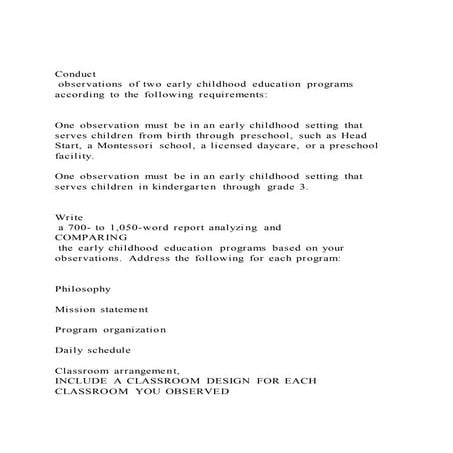 Conduct observations of two early childhood education programs | PDF