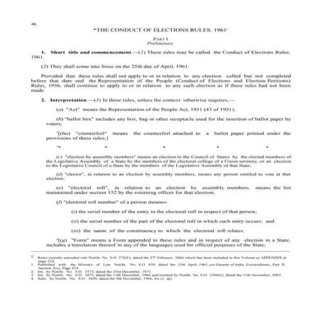 Conduct of election rules 1961 | PDF