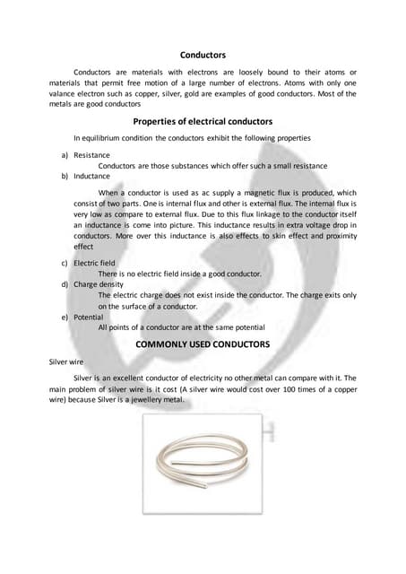 Electrical Conductors And Insulators | PPT | Chemistry | Science