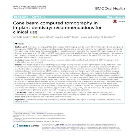 Cone Beam Computed Tomography In Implant Dentistry Pdf