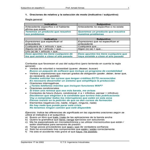 Subjuntivo Aunque Práctica 1 Subjuntivo vs. Indicativo | PDF