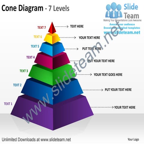 Cone diagram 7 levels powerpoint slides diagrams templates | PDF