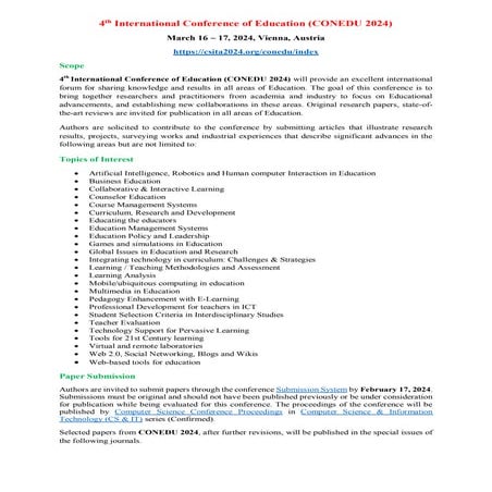 4th International Conference of Education (CONEDU 2024) | PDF | Publishing Industry | Industries