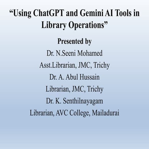 "Using ChatGPT and Gemini AI Tools in Library Operations." | PDF