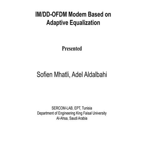 Imdd Adaptative Equalization Ppt