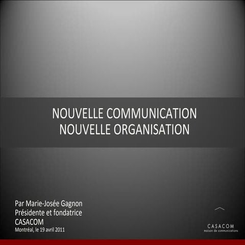 Conférence de MJ Gagnon au 357C, Montréal, le 19 avril 2011 | PPT