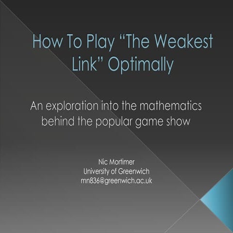 How To Play "The Weakest Link" Optimally | PPTX