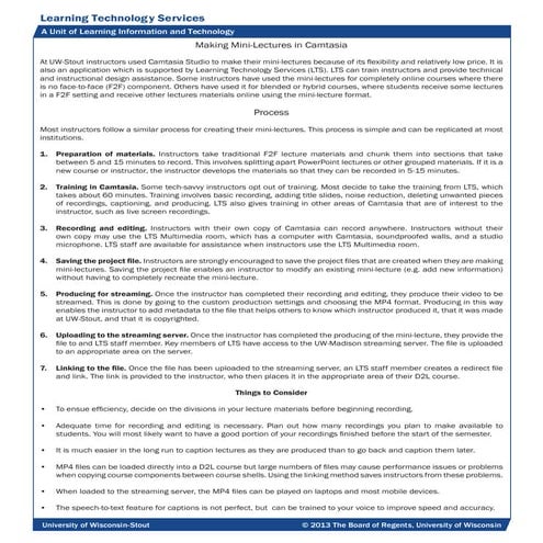 Recording Mini-Lectures in Camtasia | PDF | Digital Audio | Computer Software and Applications