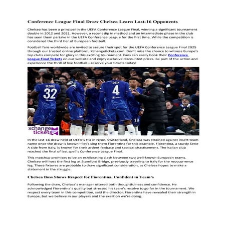 Conference League Final Draw Chelsea Learn Last-16 Opponents.docx