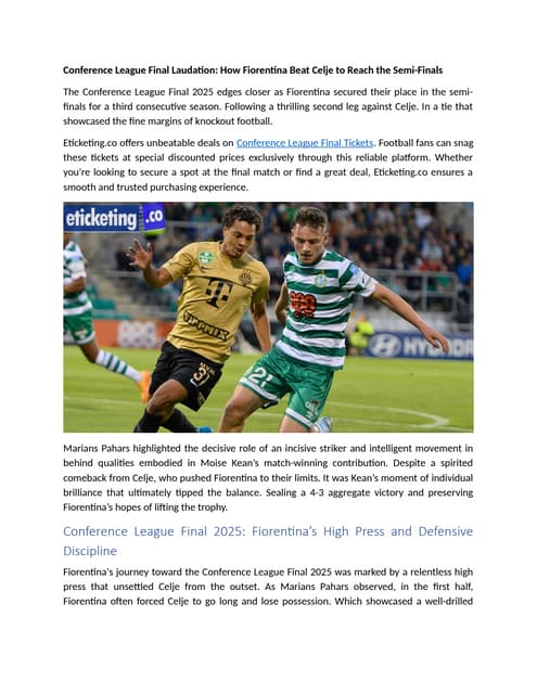 Conference League Final Inkling: How Pan | PDF