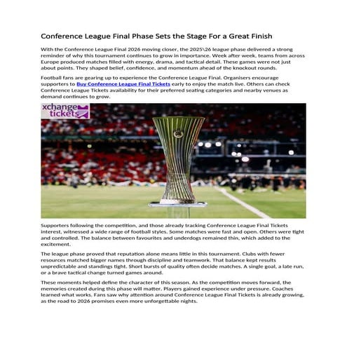Conference League Final Phase Sets the Stage For a Great Finish.docx