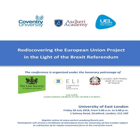 Conference on the European Union project - 20th July 2018 - London | PDF