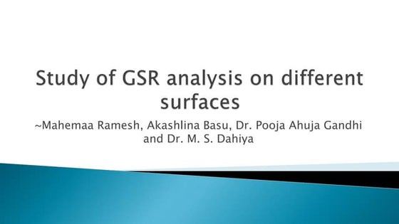 Chemical tests for GSR | PPT