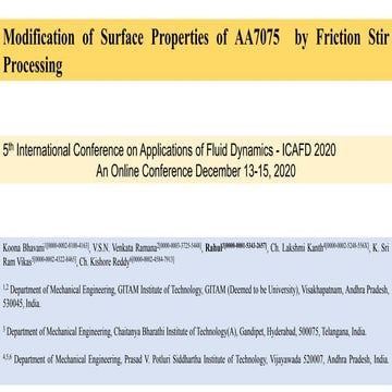 Modification of Surface Properties of AA7075 ­­ by Friction Stir ...