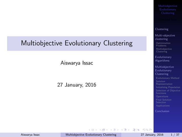 Multi Objective Evolutionary Clustering A Survey Ppt