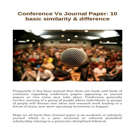 Conference Vs Journal Paper: 10 basic similarity & difference | PDF