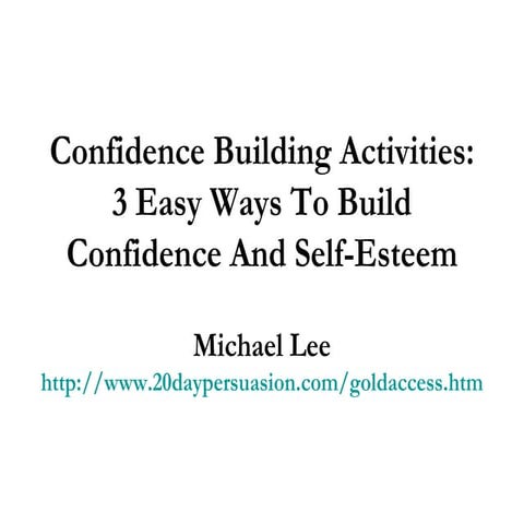Self Esteem Building Activities
