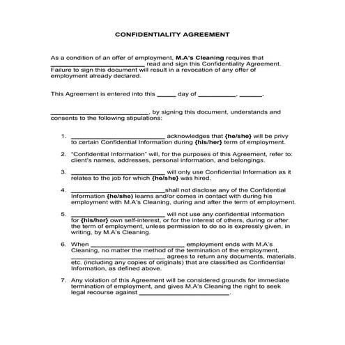 Confidentiality agreement | PDF
