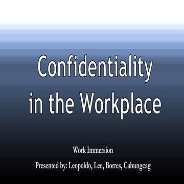 Confidentiality in the work place | PPTX
