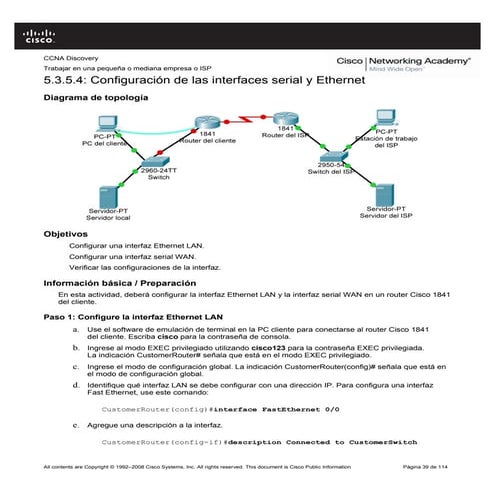Configuración de las interfaces serial y ethernet | PDF