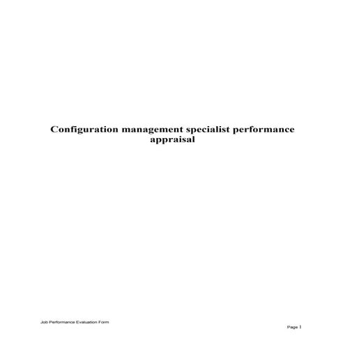 Configuration management specialist performance appraisal | DOC