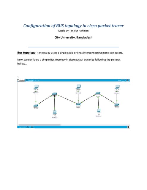 Configuration Of Bus Topology In Cisco Packet Tracer By Tanjilur Rahman Pdf Computer