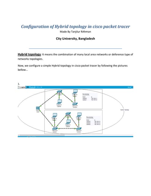 Bus Topology Design With Cisco Packet Tracer Pdf Computer Networking Computing