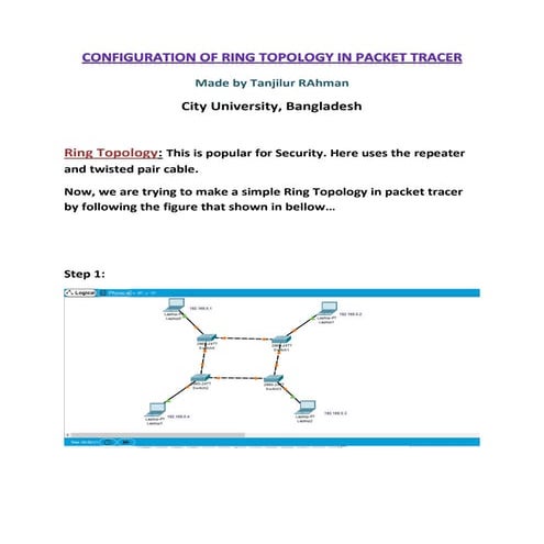 Configuration of ring topology in packet tracer by Tanjilur Rahman | PDF | Computer Networking ...