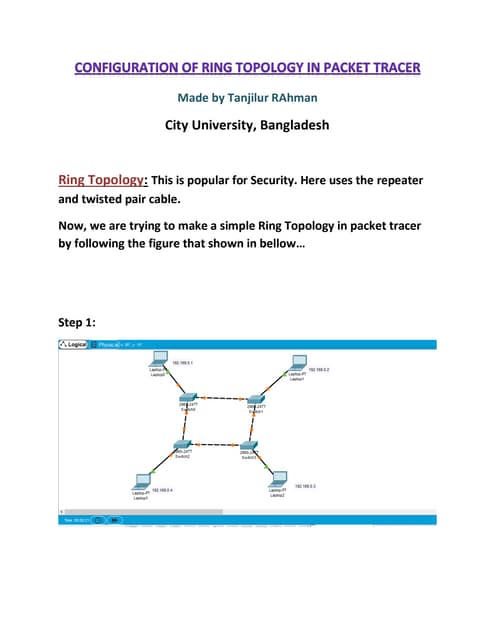 Ring Topology Design with Cisco Packet Tracer | PDF