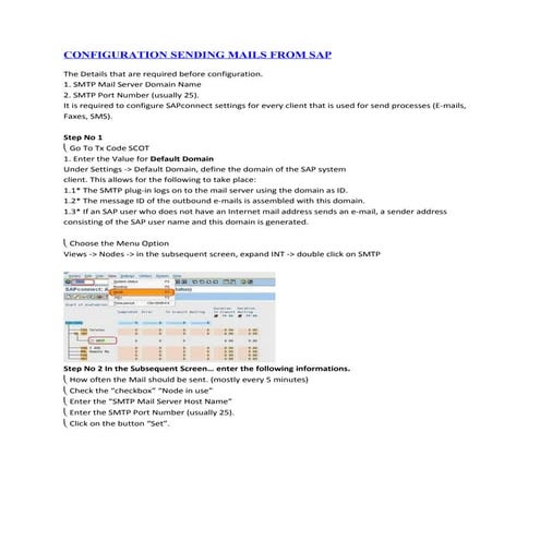 Configuration sending mails from sap | DOC | Email | Internet