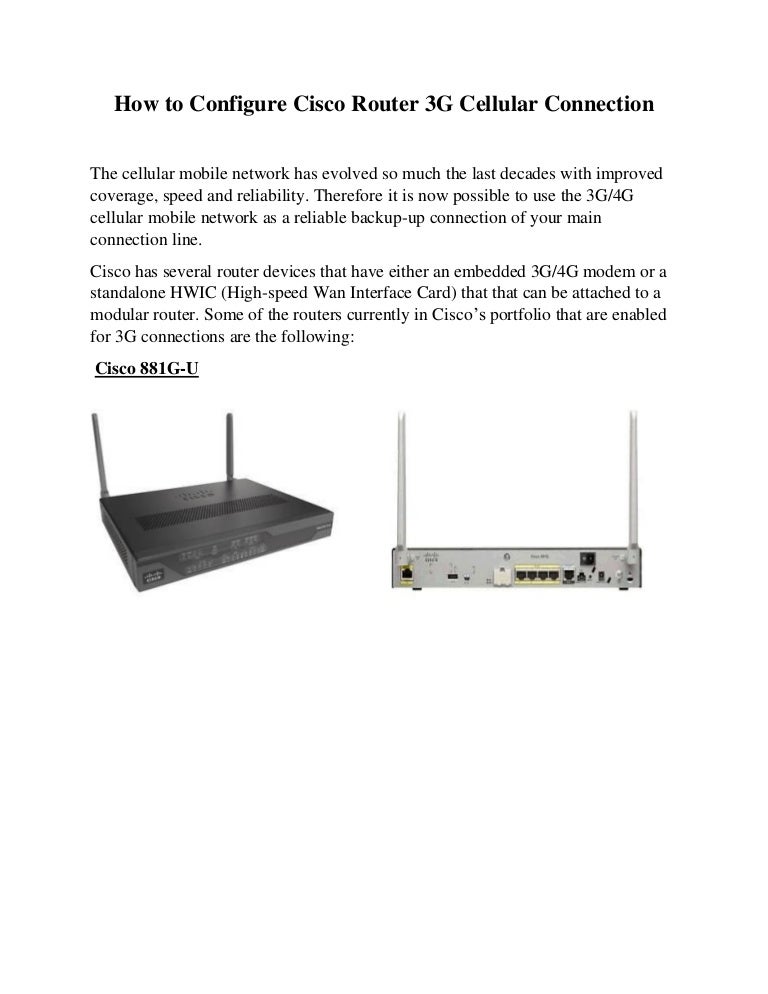Configure Cisco Router 3g 4g Mobile Cellular Interface