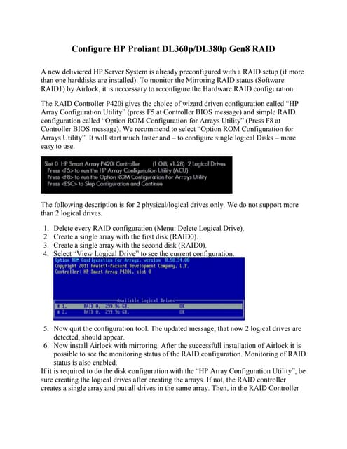 HP server RAID CONFIGURATION presentation | PPT