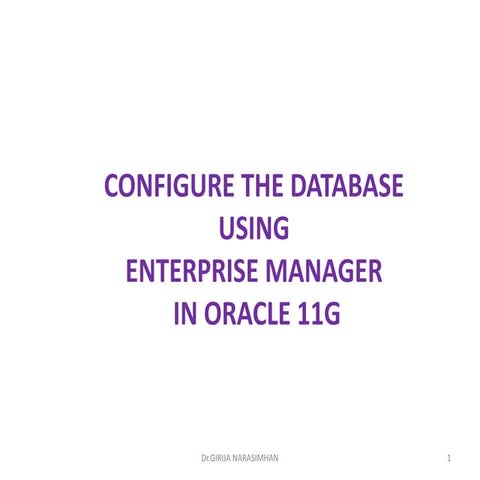 Configure The Dbase Using Em In Oracle 11g Pdf Databases Computer 8907