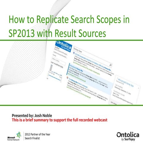 Configuring and Managing Results Sources in SharePoint 2013 | PPTX | Search | Internet