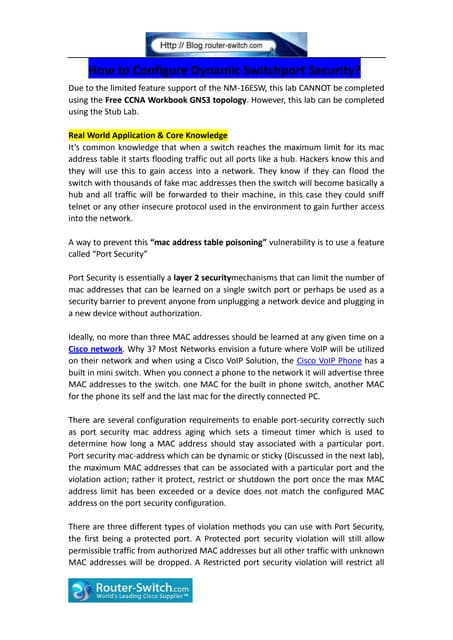 How To Configure Port Security On Cisco Switch For Enhanced Network Security Pptx Computer